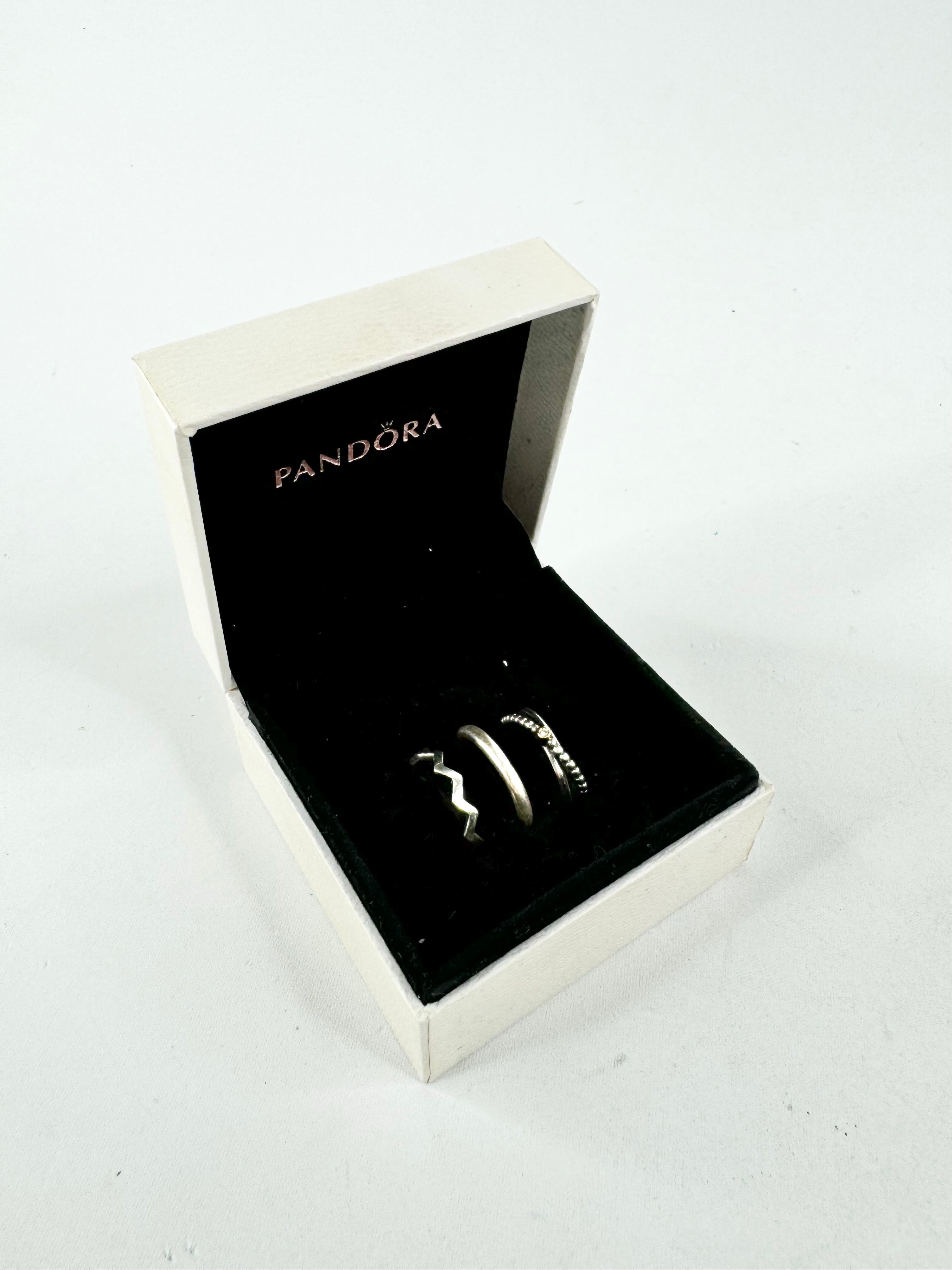 Pandora Silver Three Ring Set